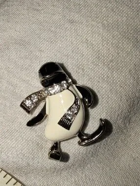 Jewelry | Black And White Enamel Penguin Brooch With Rhinestones | Poshmark